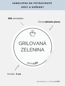 Samolepka na kořenky GRILOVANÁ ZELENINA bílá 5 cm základní písmo