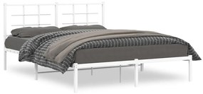 Kovový rám postele s čelem bílý 160 x 200 cm