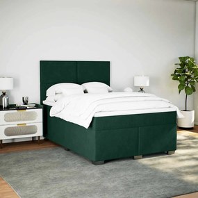 Box spring postel s matrací tmavě zelená 160x200 cm samet 3293251