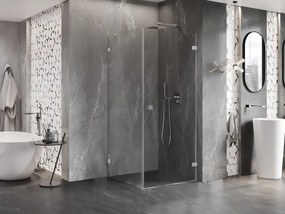 Mexen Lunar-B, pravostranný výklopný sprchový kout 70 x 70 cm, 8mm čiré sklo, chromový profil, 832-070-070-01-00-P