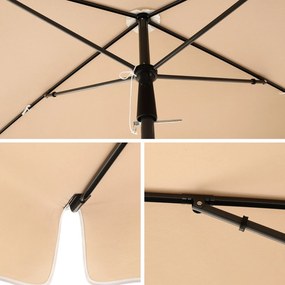 Obdélníkový slunečník 2 × 1,25 m, UPF 50+ ochrana, sklopný, bez základny, taupe