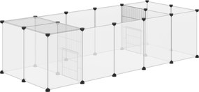 Pawhut DIY Ohrada pro domácí zvířata s 20 pryskyřičnými panely - Modulární klec pro malé zvířata pro morčata, králíky a činčily 175x70x45 cm Bílá