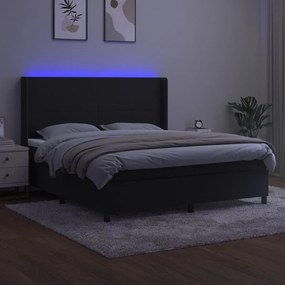 Box spring postel s matrací a LED černá 160x200 cm samet 3139453