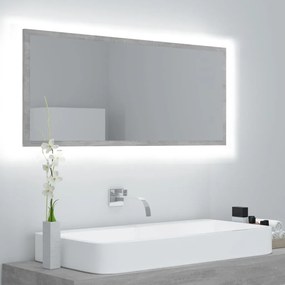 LED koupelnové zrcadlo betonově šedé 100 x 8,5 x 37 cm akrylové
