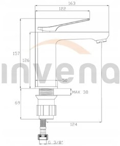 Invena Neri, umyvadlová baterie, černá matná, BU-01-004-L