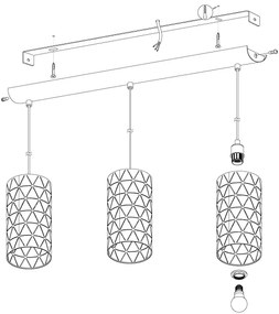 Eglo 98353 - Lustr na lanku RAMON 3xE27/40W/230V