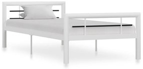 vidaXL Rám postele bílý a černý kov 90 x 200 cm
