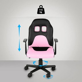 Bhm germany Dětská kancelářská židle Fun, syntetická kůže, černá / růžová