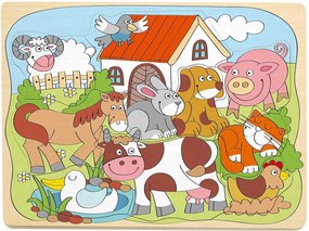 WOODY DŘEVO Puzzle na desce Veselá domácí zvířátka skládačka 91929