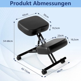Costway Ergonomická podkolenní stolička se šikmým sedákem pro ortopedickou