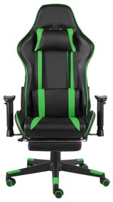 vidaXL Otočná herní židle s podnožkou zelená PVC