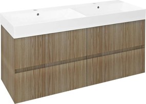 Sapho Filena - Skříňka pod dvojumyvadlo 118x52x43 cm, 4x zásuvka, dub FID1212D