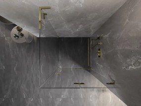 Mexen Lunar-F L, sklápěcí sprchový kout pravý 90 x 90 cm, 8mm čiré sklo, zlatý profil, 836L-090-090-50-00-P