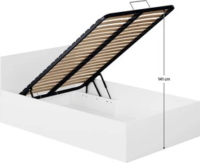 Postel s kovovým roštem a úložným prostorem, 120x200, bílá, DOLI