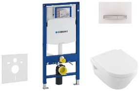 Geberit Duofix - Set předstěnové instalace, klozetu a sedátka Villeroy & Boch, tlačítka Sigma50, DirectFlush, SoftClose, CeramicPlus, alpská bílá 111.300.00.5 NB8