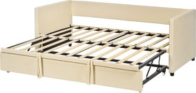 HOMCOM 2-v-1 rám pohovky na spaní, dvoumístná pohovka a manželská postel, kompatibilní s dvěma matracemi 90 x 190 cm