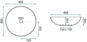 Rea Fibo, umyvadlo na desku 405x405x120 mm, černá matná-vzor, ​​REA-U3301