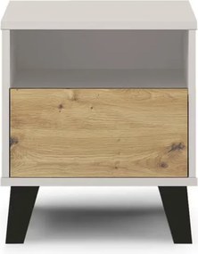 Noční stolek Borg 1s kašmír / dub artisan