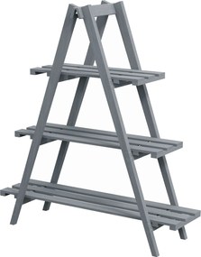 Skládací 3-úrovňový dřevěný stojan na květiny Outsunny s rámem ve tvaru A pro interiér a exteriér, obývací pokoj, zahradu, balkon 100x36x112 cm Šedá |