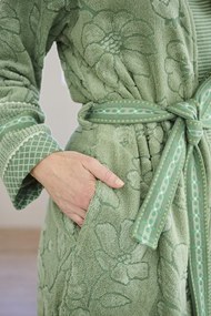 Pip Studio župan Jasmin Jacquard - zelený (Luxus a pohodlí ve stylovém županu s rafinovaným žakárovým květinovým vzorem)