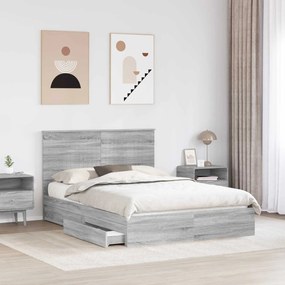 Postel s úložným prostorem se zásuvkou Šedá Sonoma 140 x 200 cm 3411206