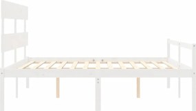 Postel s čelem pro seniory bílý 200x200 cm masivní dřevo 3195372