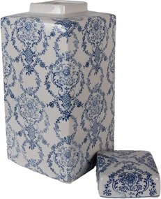 Porcelánová váza s víčkem a modrými květy Vintage Unique - 15*15*31 cm