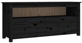 TV skříňka černá 114x35x52 cm masivní borové dřevo - Default Title