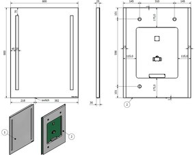 HOPA Zrcadlo s LED osvětlením LABE Rozměr A - 120 cm, Rozměr B - 3 cm, Rozměr C - 60 cm - ZRLABE6012