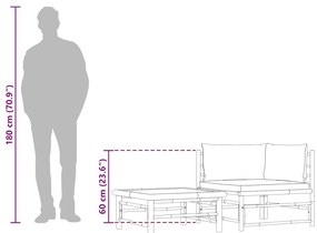vidaXL Marketos 2dílná zahradní sedací souprava s tmavě šedými poduškami bambus