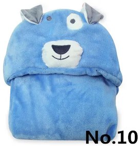 Fleecová zvířátková deka s kapucí Motiv: modrý pejsek