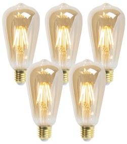 Sada 5 E27 stmívatelných LED žárovek ST64 goldline 5W 380 lm 2200K