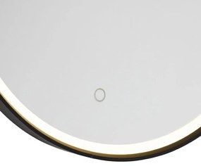 Koupelnové zrcadlo černé 50 cm vč. LED s dotykovým stmívačem - Miral