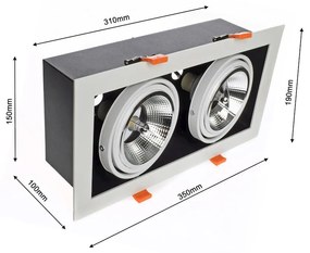 Podhledové svítidlo Plaza II, 1x bílé kovové stínítko, (možnost polohování), b