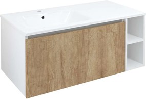 Sapho Lorea - Umyvadlová skříňka 100x46x52 cm, 1x dvířka, 1x zásuvka, levá, dub alabama/matná bílá LE080-2231-L-02