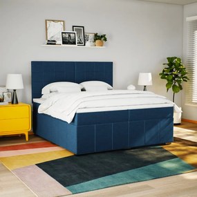 Box spring postel s matrací modrá 200x200 cm textil 3294081