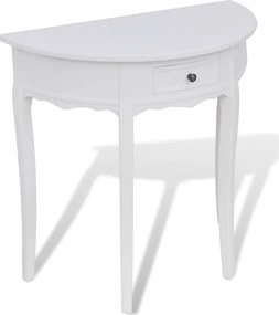 vidaXL půlkruhový konzolový stolek se zásuvkou [241530] Barva: Bílá