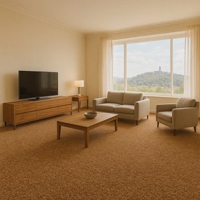 Vopi, Metrážový koberec Capri měděný - neúčtujeme odřezky z role, na míru, šíře 2m,3m,4m, hnědá, ab (mřížka), dětský pokoj