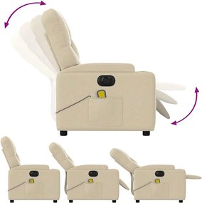 Elektrické masážní polohovací křeslo krémové textil 3204707