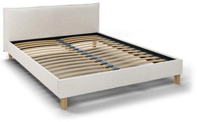 Krémová čalouněná dvoulůžková postel s roštem 160x200 cm Tina – Ropez
