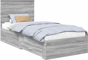Rám postele s čelo Šedá Sonoma 90 x 190 cm Kompozitní dřevo 3409699