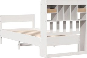 Postel s knihovnou bez matrace bílá 75x190 cm masivní borovice 3323051