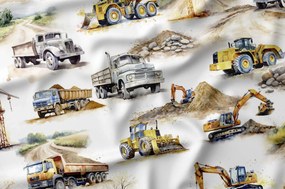 Bavlněný povlak na polštář Stavební stroje Velikost: 70 x 90