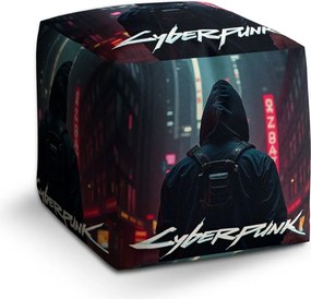 Sablio Taburet Cube Cyberpunk 2077 Pohled do města - 60x60x60 cm