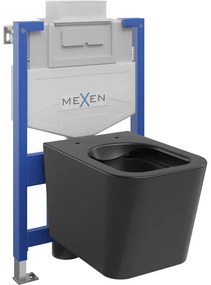 Mexen WC podomítkový set Felix XS-U stojan s WC mísou Teo, Matná černá - 6853385XX85