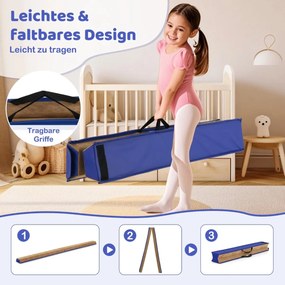 Costway 240 cm dětská balanční kladina s rukojetí a semišovým potahem skládací