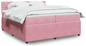 Box spring postel s matrací růžová 200x200 cm samet 3290135