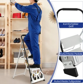 Costway 2-in-1 Skládací vozík a žebřík hliníková 3-stupňová stolička