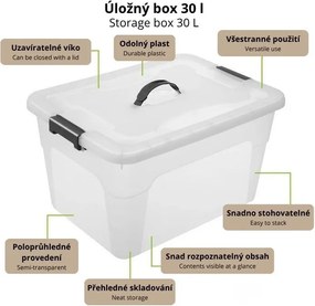 Úložné boxy s víkem 30 l, 4 ks, bílé, stohovatelné