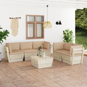 vidaXL 6dílná zahradní sedací souprava z palet + podušky smrkové dřevo [3063520] Barva: taupe